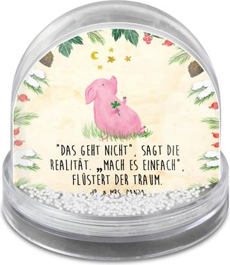 Mr. & Mrs. Panda Schneekugel Schwein Glück - Geschenk, Motivation, Ziele, Lustige Sprüche, Weihnachtskugel, Schüttelkugel, Träume, Glücksbringer, Sterne, Weihnachten, 