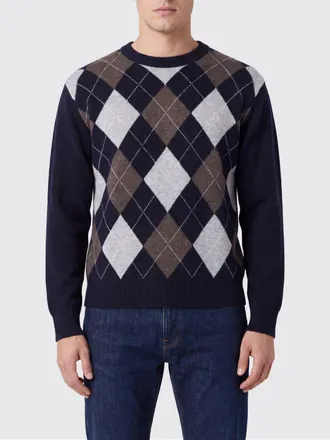 Dunst Wollpullover mit Argyle-Muster und Rundhalsausschnitt
