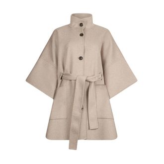 Liu Jo Schwarzer Mantel mit hohem Kragen und 3/4 &Auml;rmeln - - Coats - Damen - Beige - L