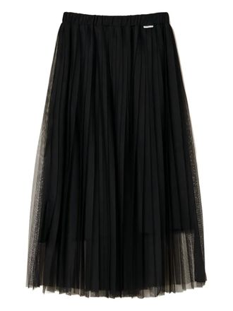 Twin-Set jupe mi-longue à design plissé - Noir