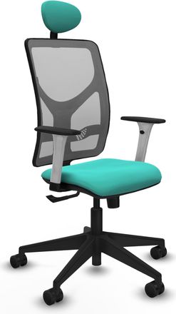 Piqueras y Crespo Stuhl mit Nackenst&uuml;tze, mit wei&szlig;en und schwarzen Armlehnen, h&ouml;henverstellbare Lendenwirbelst&uuml;tze und festes Kopfteil, ausgestattet mit 3 Positionen, G