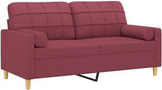 vidaXL Vidaxl - Canap&eacute; 2 places avec oreillers bordeaux 140 cm tissu