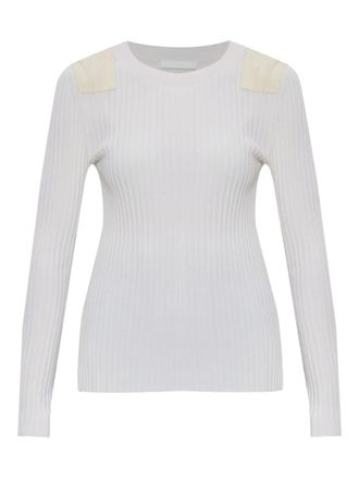 Helmut Lang haut côtelé à manches longues - Blanc