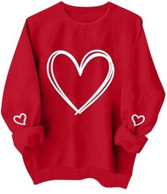 Generic Sweat &agrave; capuche noir motif coeur d&eacute;contract&eacute;, graphique, chemisier surdimensionn&eacute; &agrave; manches longues, hauts grande taille, sweat-shirt &agrave; col rond pour 