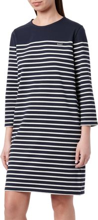 GANT Damen REG 3/4 Sleeve Breton Dress Kleid, Evening Blue, Large
