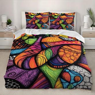 Generic 3D Bettwäsche135x200 cm Weich Mikrofaser Abstraktes Muster 3teilig Bettbezug mit Reißverschluss Hypoallergen mithochwertigen Farbe Bettwäsche-Sets für