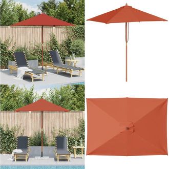 vidaXL Parasol dext&eacute;rieur avec m&acirc;t en bois 150x200 cm Terre cuite - Parasol en bois - Parasol anti-UV