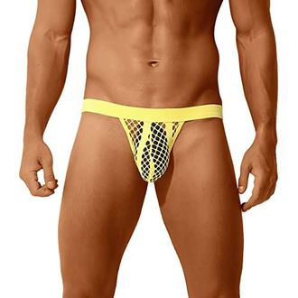 Generic String pour homme Sous-v&ecirc;tements sexy en coton sexy respirant Sous-v&ecirc;tements pour homme Sous-v&ecirc;tements Jockstrap pour homme, jaune, XL taille courte