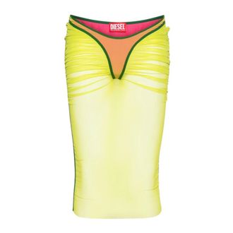 Diesel Femme, Jupes, Jaune, Taille: 38 FR Jupe &agrave; Volants en Mesh