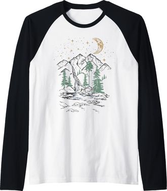 Trendy Apparel Night of Stars Beautiful Mountain Waterfall Raglan