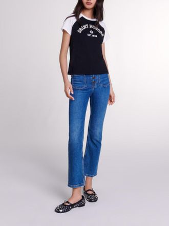Maje T-Shirt saint-honor&eacute; Mit Strass - Schwarz - Gr&ouml;&szlig;e 32 - Maje