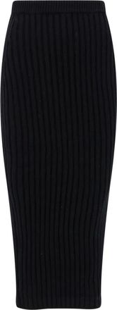 Max Mara Femme, Jupes, Noir, Taille: 38 FR Taille &eacute;lastique Jupe taille haute c&ocirc;tel&eacute;e