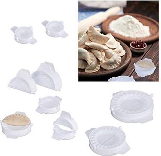 Relaxdays Ravioli Former 9er Set, Maultaschen, Empanada & Piroggen Ausstecher, rund, versch. Größen, Kunststoff, weiß, 10030739