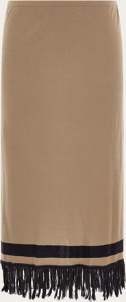 Ferragamo Damen Fransenrock Beige