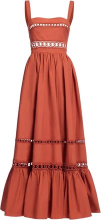 Elie Saab robe mi-longue en coton à ornements - Orange