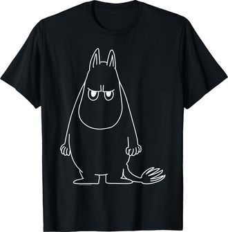 Moomin Angry Moomintroll T-Shirt, Schwarz, S, Langarm, Unisex, Cartoon-Design, Klassisch, Herren, Moomin-Fans, Kinder, Erwachsene