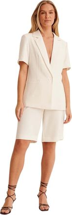 NA-KD Damen Short Sleeve Blazer Business Anzug Jacke, Wei&szlig;, 42 EU