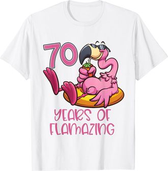 BDAZ 70. Geburtstag 70 Years of Flamazing Flamingo Beach Design T-Shirt