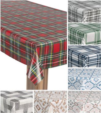 Laro Wachstuch-Tischdecke Wachstischdecke Gartentischdecke, Muster:Karo Rot Grün Gelb, Größe:100x140