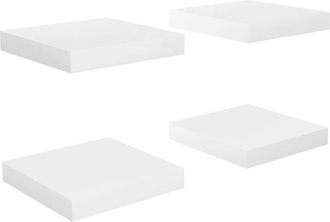 Generic Schwebendes Wandregal, 4 St&uuml;ck, MDF, Hochglanz-Wei&szlig;, Schwebendes Regal, 23/40/50/60/80/90/120 cm, Wandregal f&uuml;r Wohnzimmer/Arbeitszimmer/Bad/K&uuml;che (23