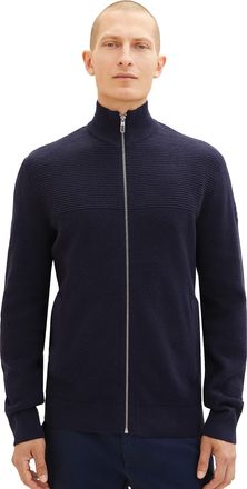 Tom Tailor Herren 1038317 Moderne Strick-Jacke im Struktur-Mix, 13160-Knitted Navy Melange, XXXL
