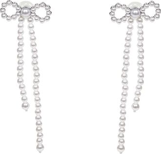 Self Portrait Femme, Accessoires, Blanc, Taille: ONE Size 607E-Pearl Pearl Bow Earrings