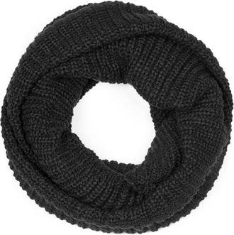 styleBREAKER Écharpe unisexe en tricot fin, écharpe tubulaire unie, écharpe dhiver en tricot à côtes fines, écharpe loop 01018112, couleur:Noir