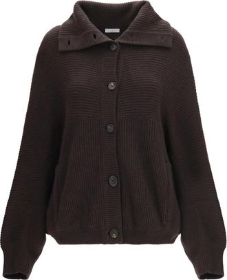 Brunello Cucinelli Kaschmir-Strickjacke mit hohem Kragen - - Knitwear - Herren - Braun - M