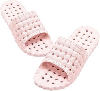 BESPORTBLE Pantoufles de Bain Légères et Antidérapantes pour Homme et Femme Semelle Creuse Drainante Respirante Rose Confort Maison