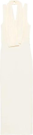 Patrizia Pepe Femme, Robes, Beige, Taille: 38 FR Robe Longue de C&eacute;r&eacute;monie Drap&eacute;e