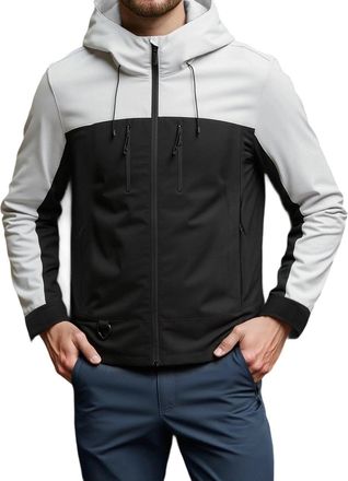 Generic Winterjacke Herren Lässige, Übergangsjacke Herren mit Reißverschlusstasche Leichte Freizeitjacke mit Kapuze Wasserdicht Outdoorjacke Winddicht Windjac