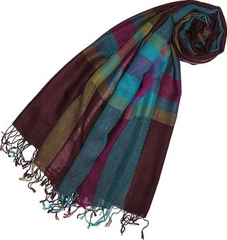 Lorenzo Cana Lorenzo Cana Écharpe Pashmina pour femme - 50 % cachemire et 50 % laine - Bleu doré - Bleu clair - 78657