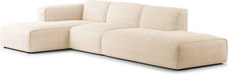 Studio Copenhagen home24 Ecksofa mit Chaiselongue Beige Teddy-Boucl&eacute; Stoff Bony 290 x 71 x 173cm Longchair davorstehend links Modern