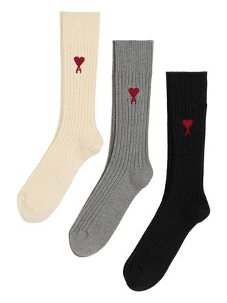 Ami chaussettes nervurées à logo brodé - Tons neutres