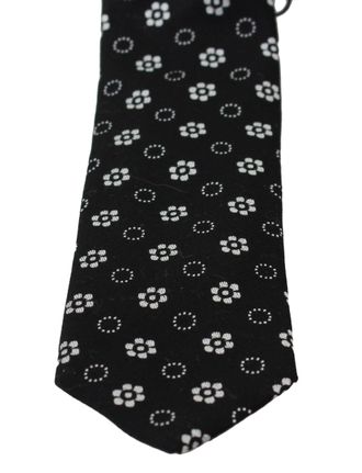 Dolce & Gabbana Mens Black Silk Floral Print Classic Tie
