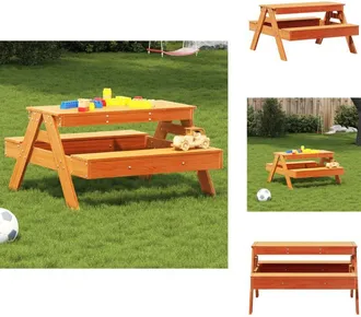vidaXL Table de pique-nique pour enfants cire marron bois massif pin - Table De Pique-nique - Mobilier De Jardin - Table Enfant - Jeu Ext&eacute;rieur - Jardin
