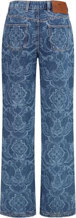 Etro Damask Jacquard Denim Jeans - Blue