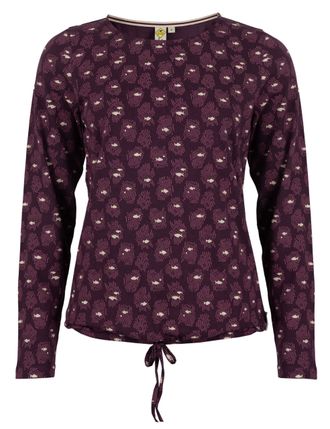 Roadsign Damen Langarmshirt ausdrucksstarker Allover-Print für individuelle Everyday-Looks aubergine, 2XL
