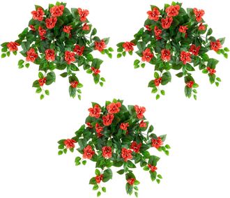 Nearly Natural 24 Zoll UV-best&auml;ndige k&uuml;nstliche Azalee H&auml;ngepflanze (Indoor/Outdoor) - 3er Set