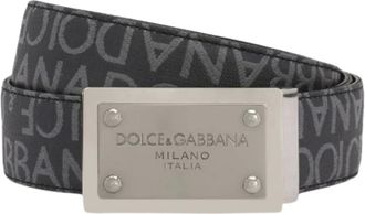 Dolce & Gabbana Homme, Accessoires, Noir, Taille: 90 CM Ceinture Jacquard Enduite avec &Eacute;tiquette Logo