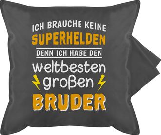 Shirtracer Kissenbezug - Großer - Kissen - Ich Habe den weltbesten großen Bruder - 50 x 50 cm - Grau - große Geschenk Brother bro für Meinen Bruder brüder Spruch