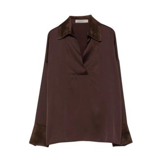 D.exterior Hemdbluse mit V-Ausschnitt - - Blouses & Shirts - Damen - Braun - M
