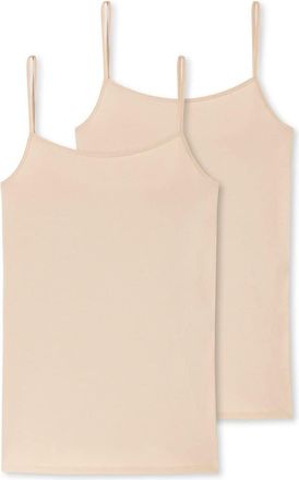 Schiesser Damen Spaghetti-Top | Organic Cotton | 2er Pack | 174388 (46, Sand)