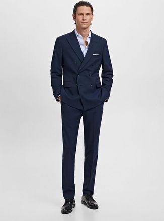 Mango Veste de costume Monaco croisée slim-fit bleu marine - Homme - 46 - MANGO MAN