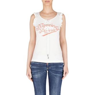 Dsquared2 Wei&szlig;es Pizza Cami Top aus Baumwolle - - Tops - Damen - Wei&szlig; - M