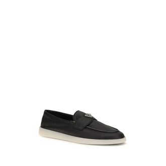 Prada Mens Black Calf Leather Bos Taurus Slip-On Loafers