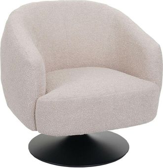 Hhg neuwertig] Lounge-Sessel 067, Cocktailsessel Sessel drehbar, Boucl&eacute; Stoff Metall creme-beige