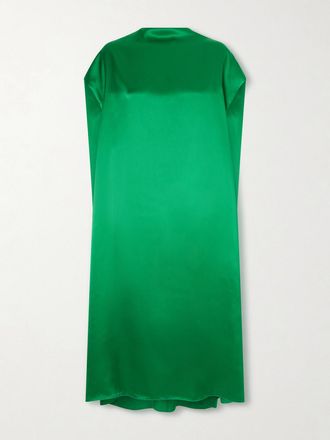 Dries Van Noten Robe Midi En Satin De Soie - Vert