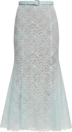 Self Portrait Femme, Jupes, Vert, Taille: 40 FR Jupe Midi avec Dentelle Florale