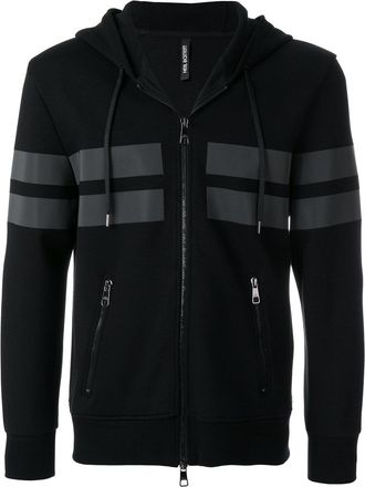 Neil Barrett sweat &agrave; capuche et rayures - Noir